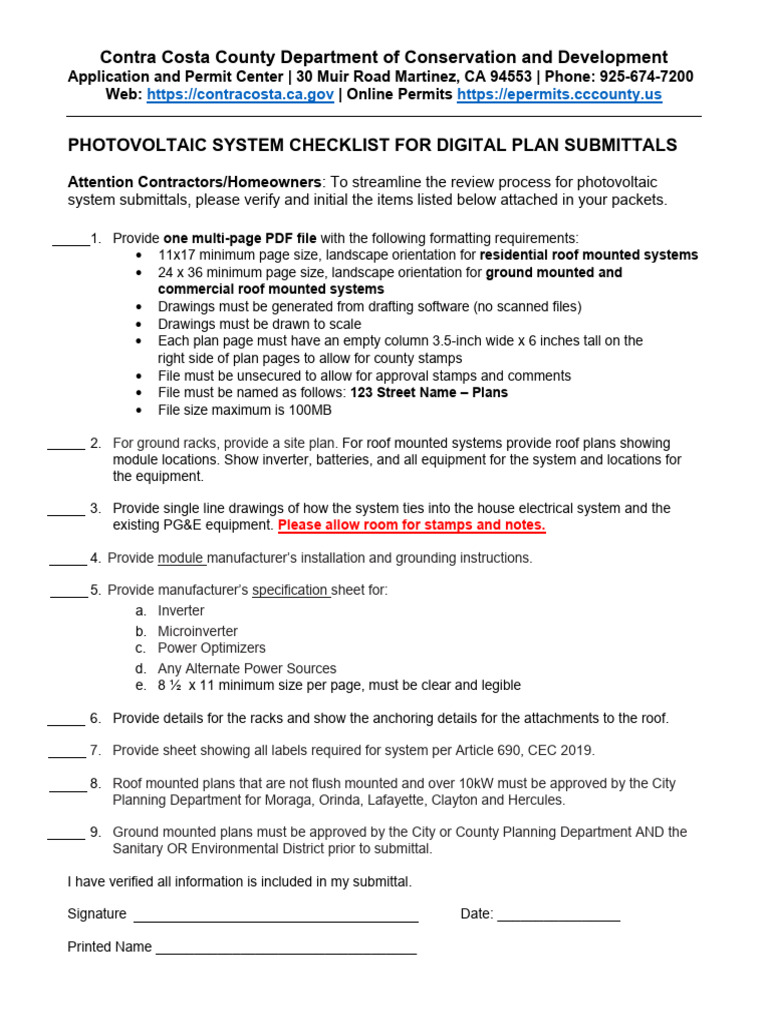 PHOTOVOLTAIC SYSTEM CHECKLIST FOR CONTRACTORS DIGITAL May2020 Fillable ...
