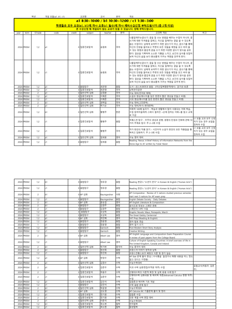 2024-2 PRISM 예비수강신청목록 전체 학생 (1122) -8 | PDF
