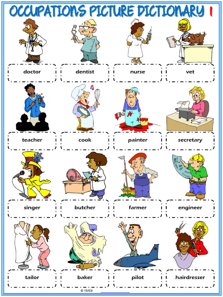 Occupations Vocabulary Esl Picture Dictionary Worksheets For Kids | PDF