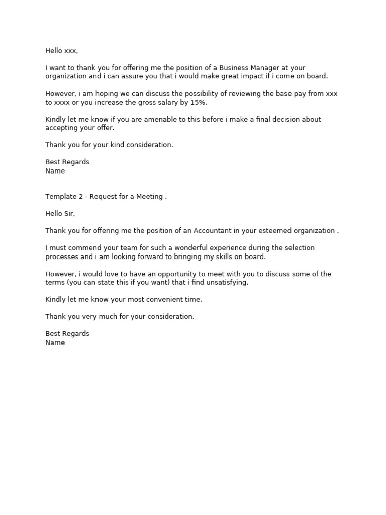 Negotiation Sample Format | PDF