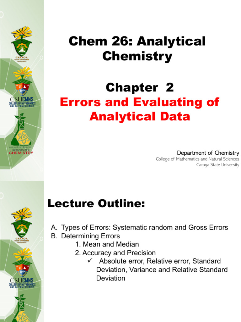Errors and Evaluating of Analytical Data | PDF | Observational Error | Accuracy And Precision