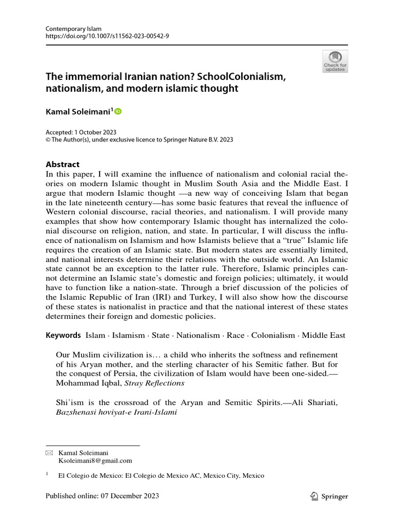 Nationalism's Impact on Modern Islam | PDF | Islamism | Nationalism