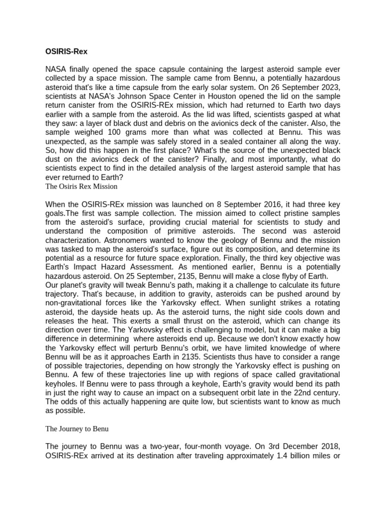 OSIRIS | PDF | Asteroid | Flight