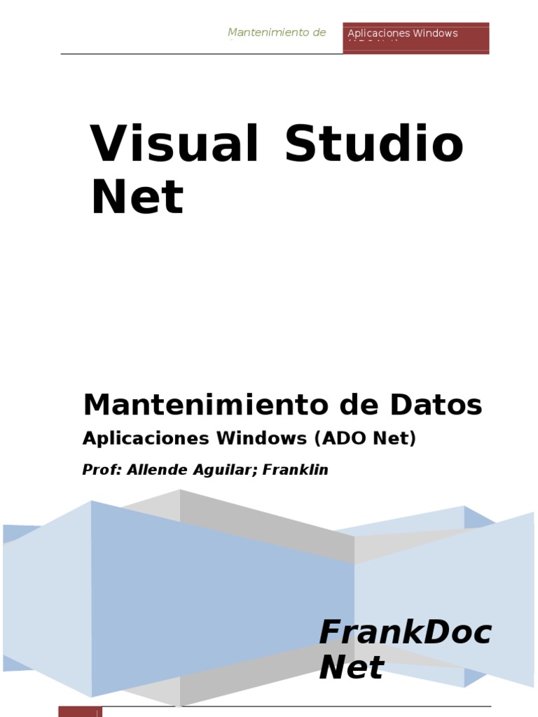 Mantenimiento De Datos Pdf Active X Data Objects Servidor Sql De