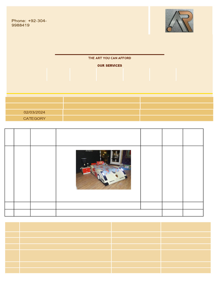 Home Furniture Quotation Details | PDF
