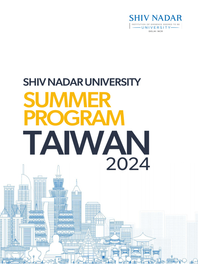 Snioe Summer Program in Taiwan 2024 - Brochure | PDF | Taipei | China