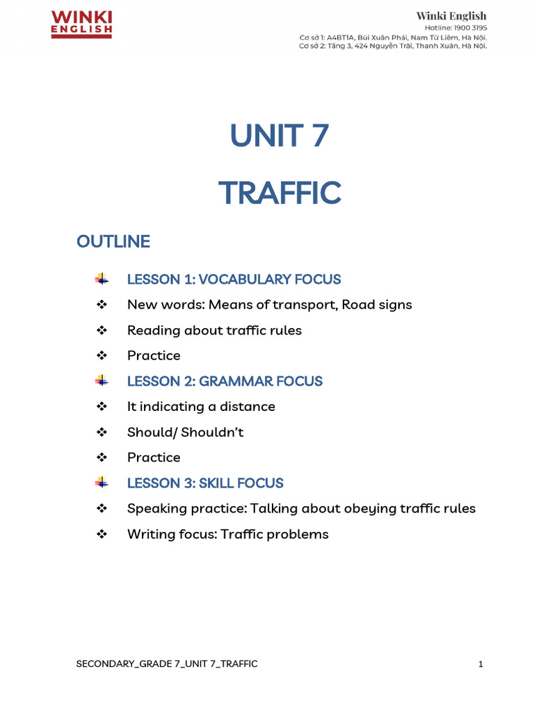 Grade 7 - Unit 7 - Traffic | PDF | Traffic | Traffic Light