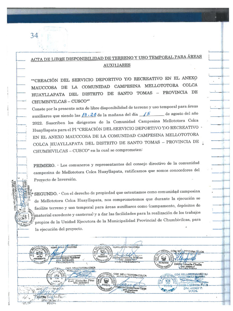 1.acta de Libre Disponibilidad | PDF