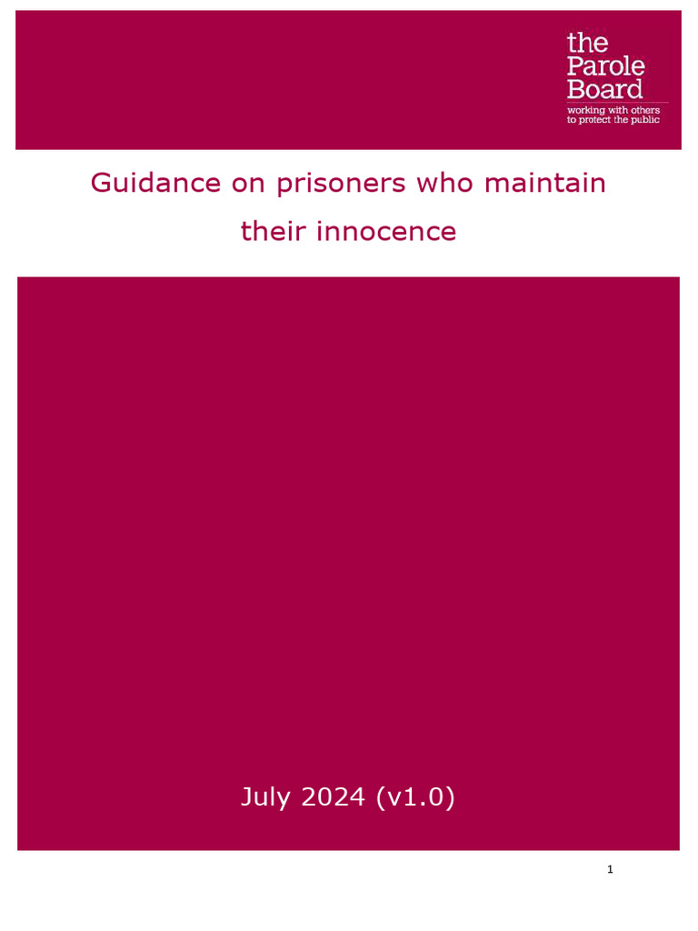 Guidance On Prisoners Who Maintain Innocence V1.0 - External Version ...