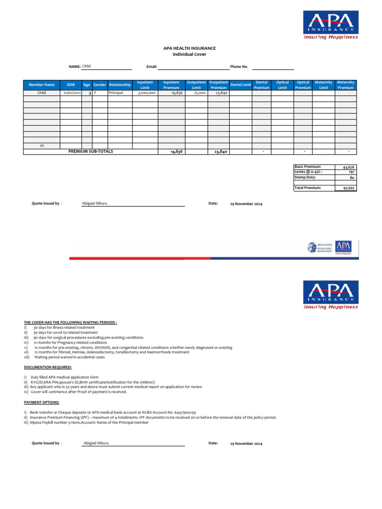 Apa Medical Quotation Child | PDF | Health Care | Social Programs