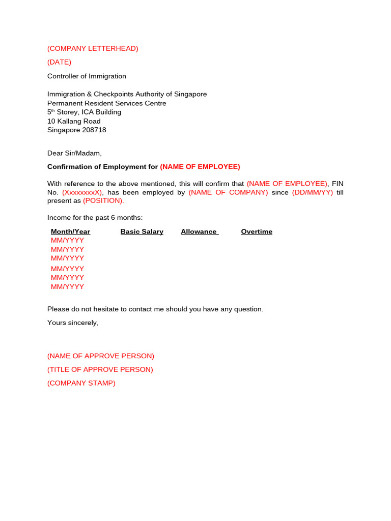 08. (Template) Employment Letter | PDF