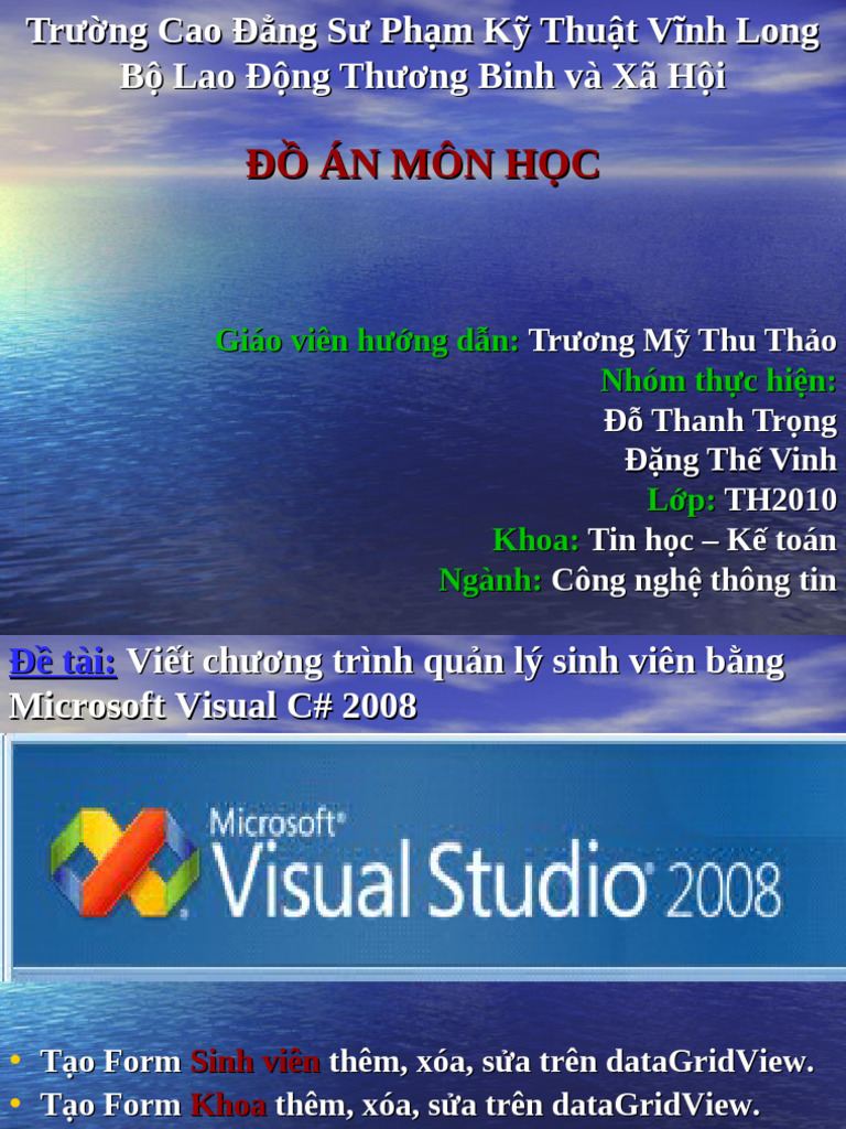 Do An Mon Hoc - Chuong Trinh Quan Ly Sinh Vien Bang Microsoft Visual Studio C# 2008 | PDF
