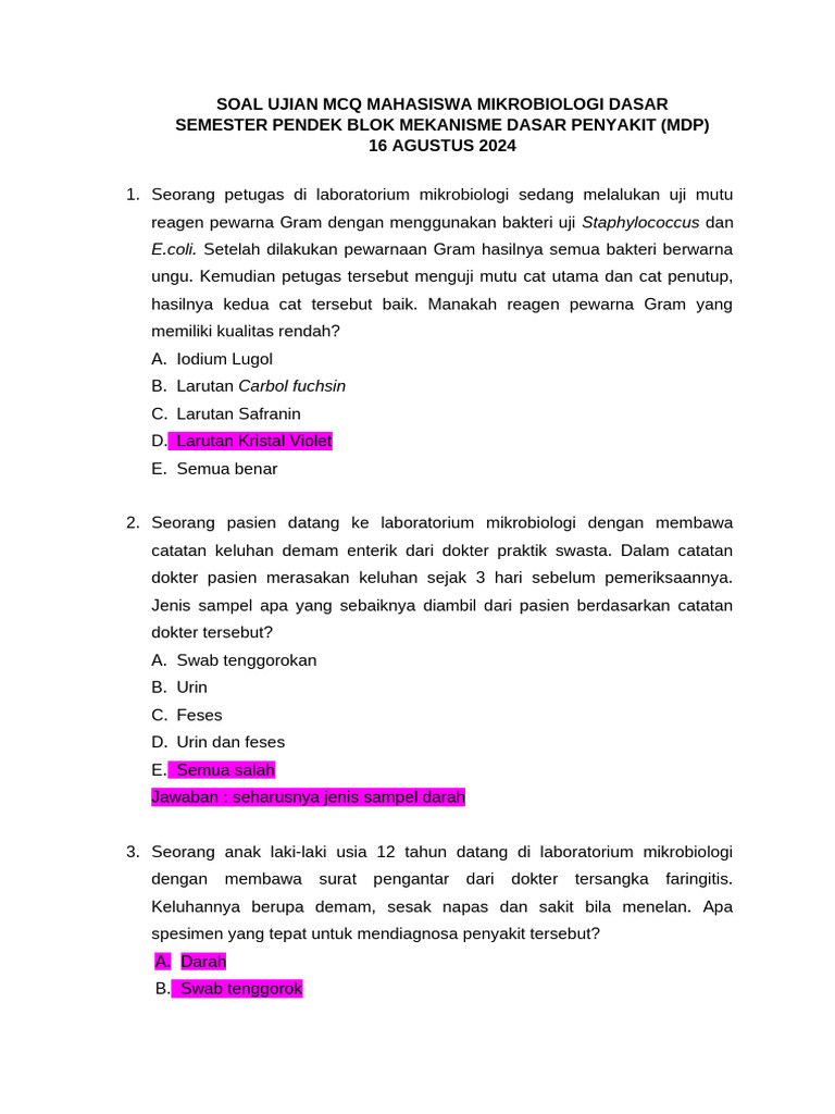 SOAL MCQ MDP 16 AGUSTUS 2024_ | PDF