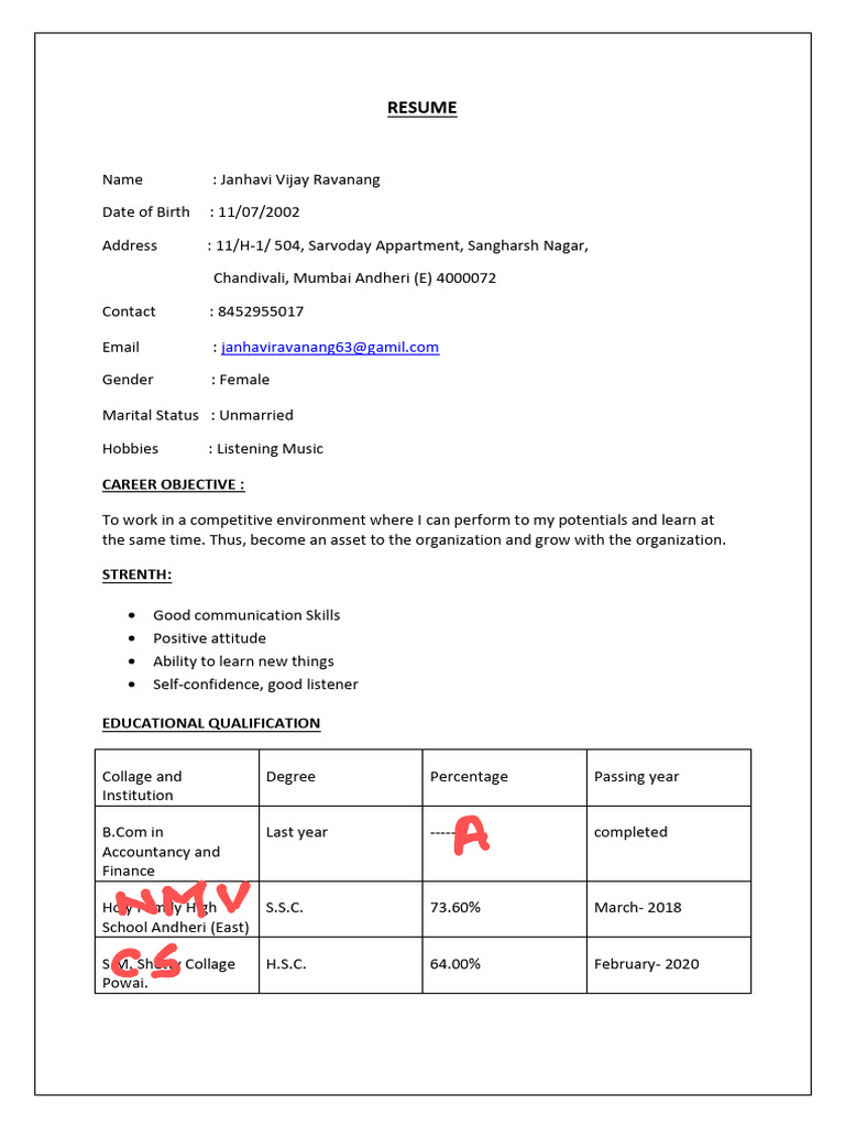 Janhavi Resume (1) | PDF
