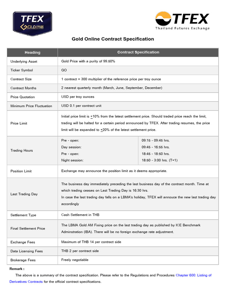 GOF Contract Specification EN | PDF | Derivative (Finance) | Economies