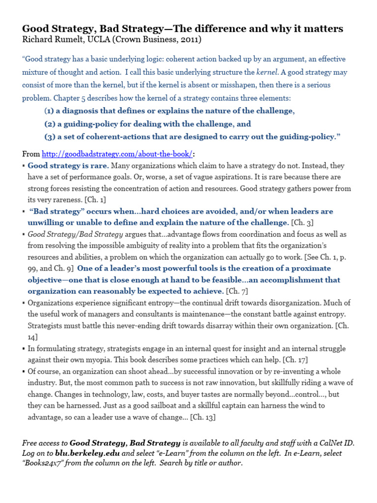Good Strategy Bad Strategy | PDF
