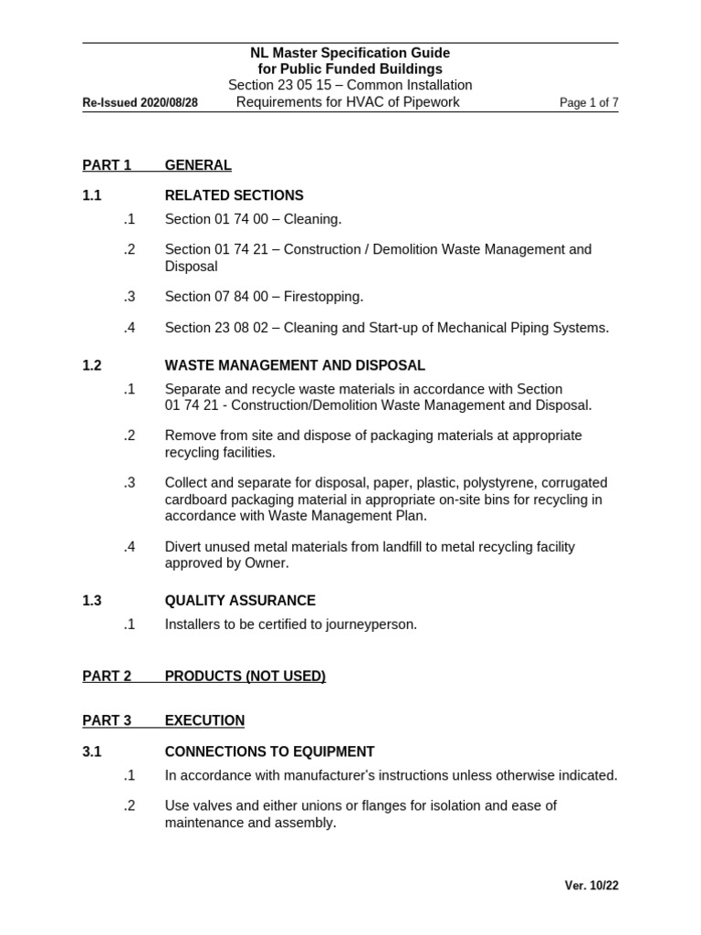 Works Masterspec 230515 | PDF | Pipe (Fluid Conveyance) | Valve