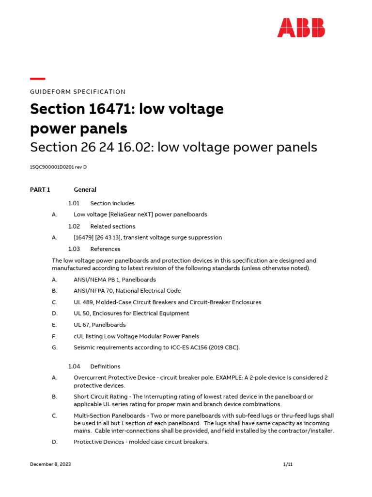 1SQC900001D0201 Rev D - ABB - ReliaGear - neXT - Guideform - Specification | PDF | Electric ...