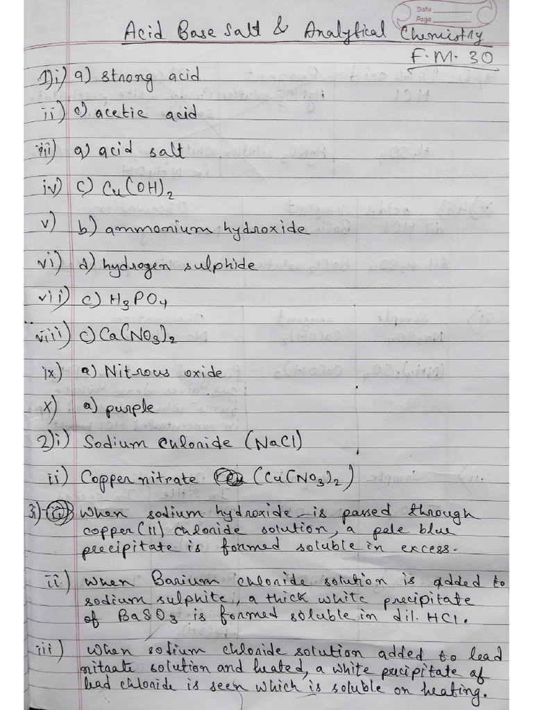 Acid, Base, Salt and Analytical Chemistry | PDF