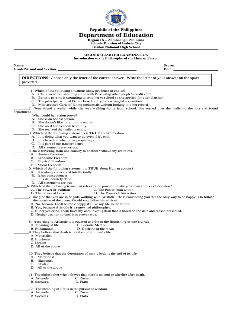 TQ-TEMPLATE-QUARTER-2 | PDF | Socrates | Plato