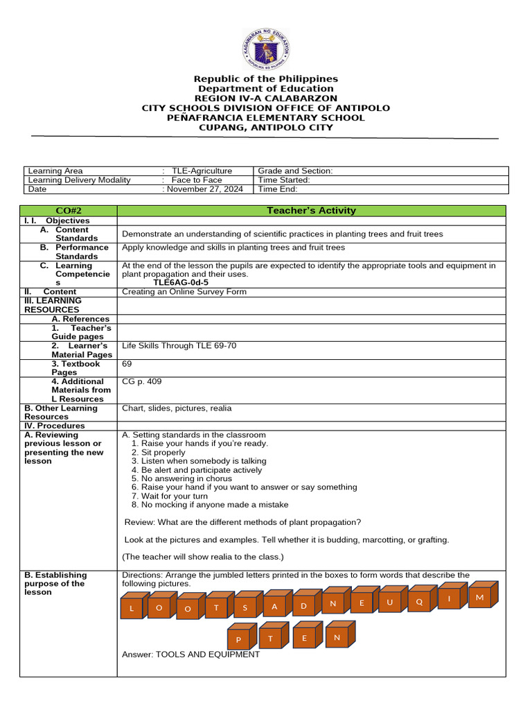DLP TLE6 2nd Quarter R N Berto | PDF | Scissors | Learning
