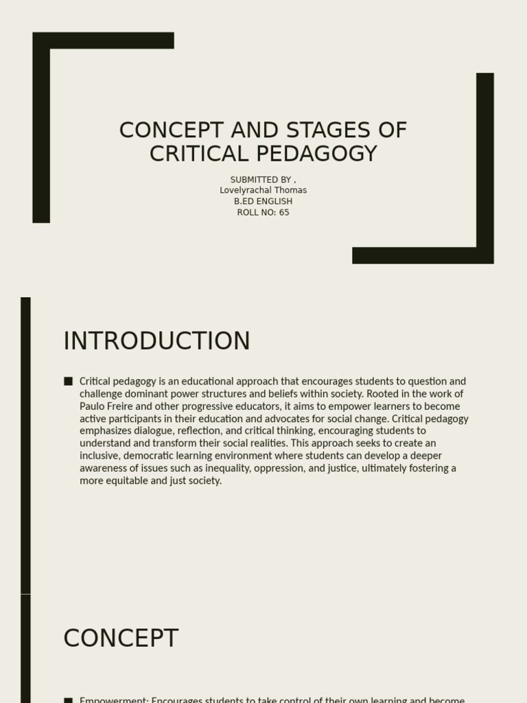 Concept and Stages of Critical Pedagogy | PDF