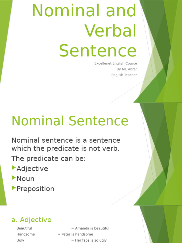 Nominal and Verbal Sentence | PDF | Linguistic Typology | Syntax