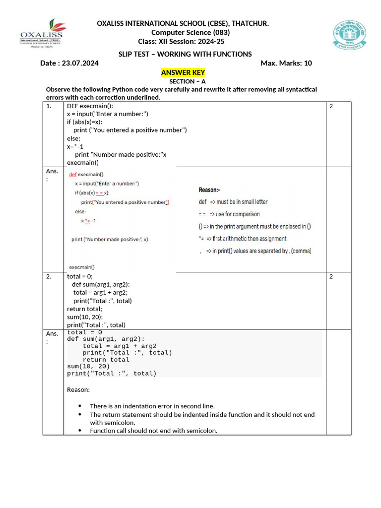 Slip Test Functions Error Based Pdf Python Programming Language Computer Science