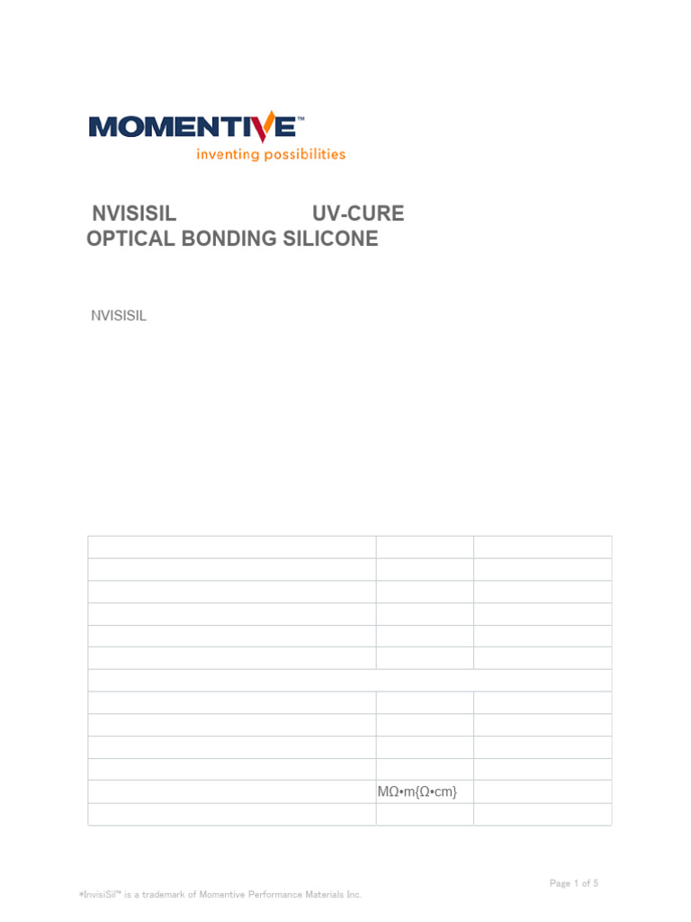 Invisisil Op2131sd Uv Cure Optical Bonding Silicone Tds | PDF | Glasses ...