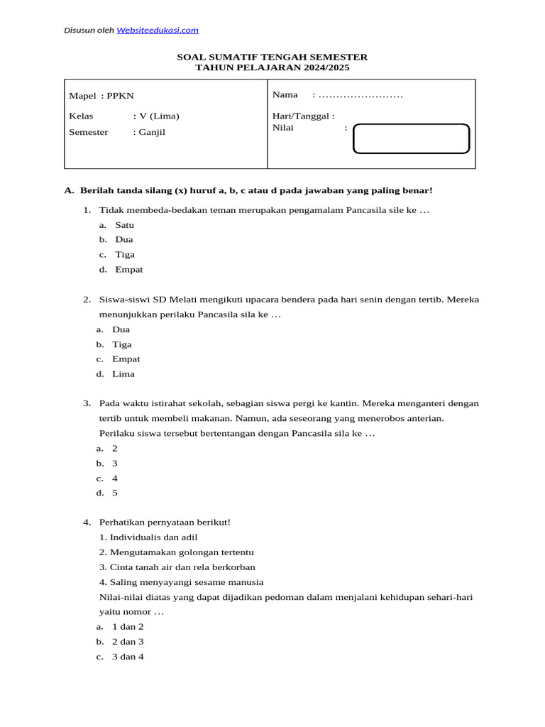 STS PPKN Kelas 5 | PDF