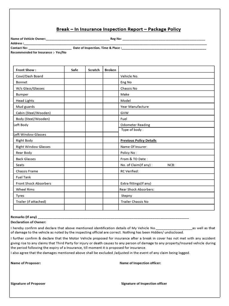 Alberta Vehicle Insurance Inspection Report | PDF | Vehicles | Transport