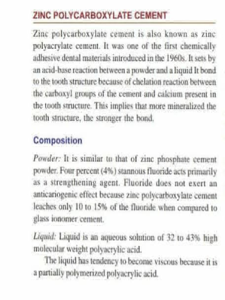 Zinc polycarboxylate cement-1 | PDF