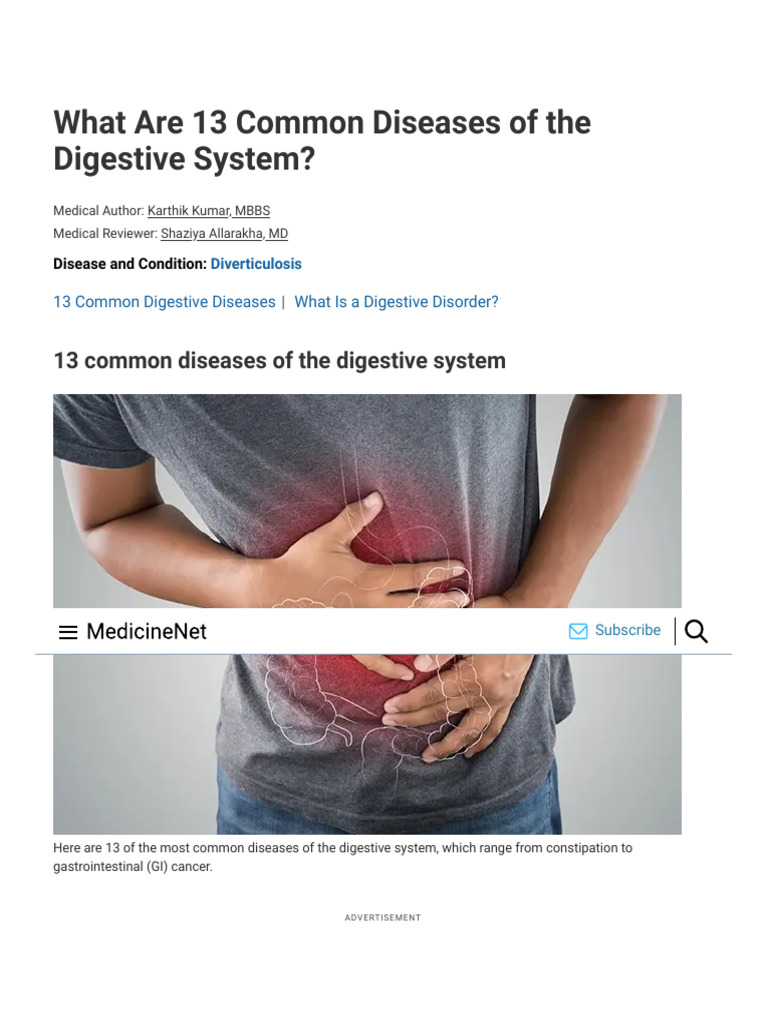 13 Common Digestive System Diseases | PDF | Gastroesophageal Reflux ...
