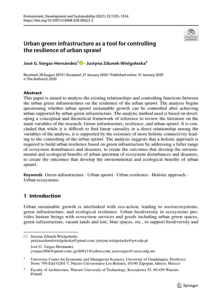 Urban Green Infrastructure and Resilience | PDF | Ecological Resilience ...