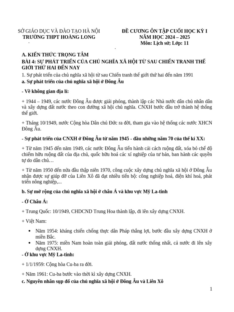 Đề cương cuối kì 1-K11 - TN | PDF