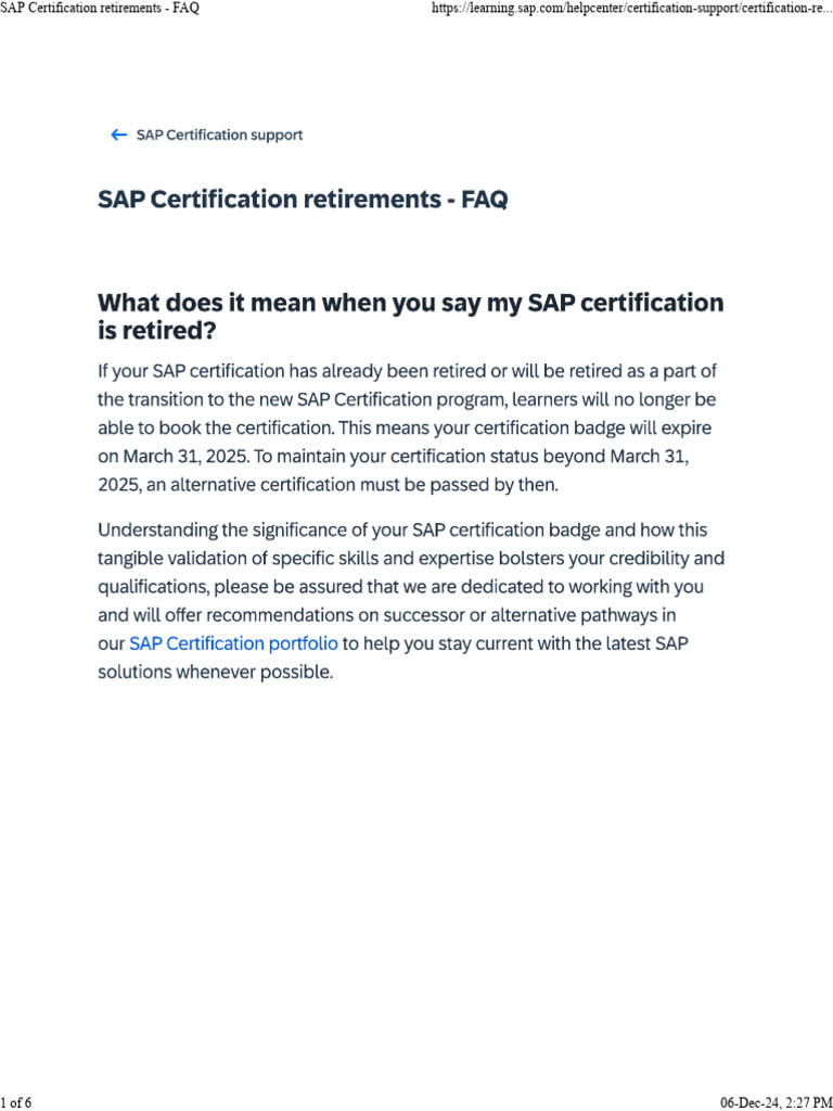 Requirements SAP Certification - v1 | PDF