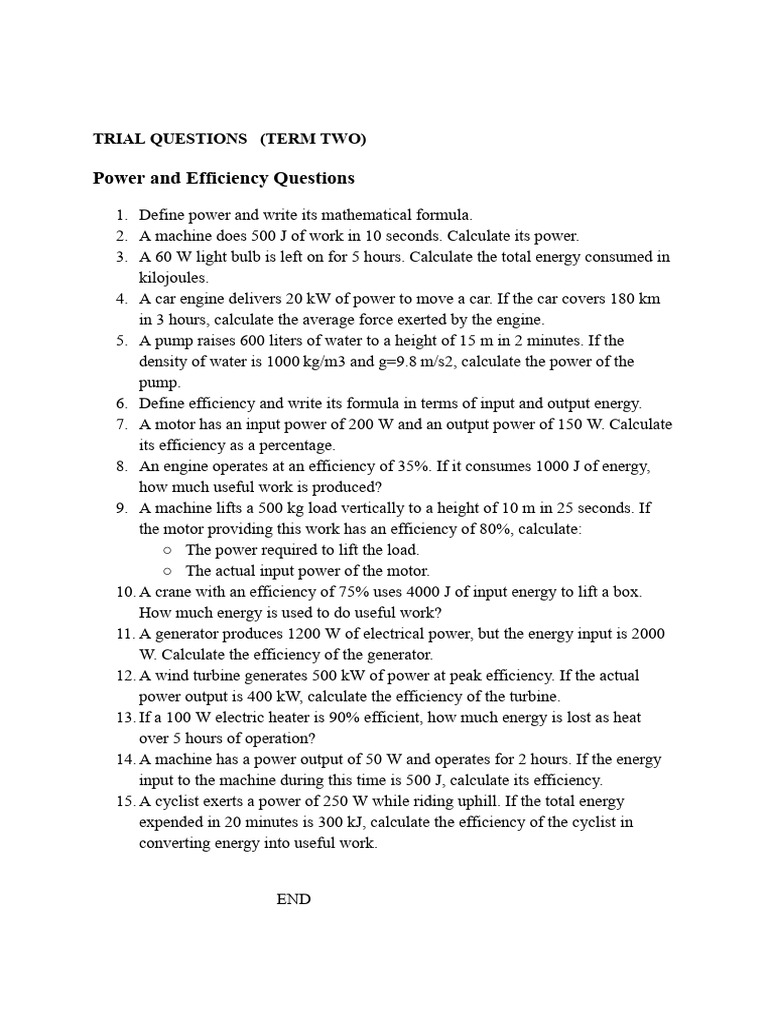 Trial Questions (Term Two) | PDF