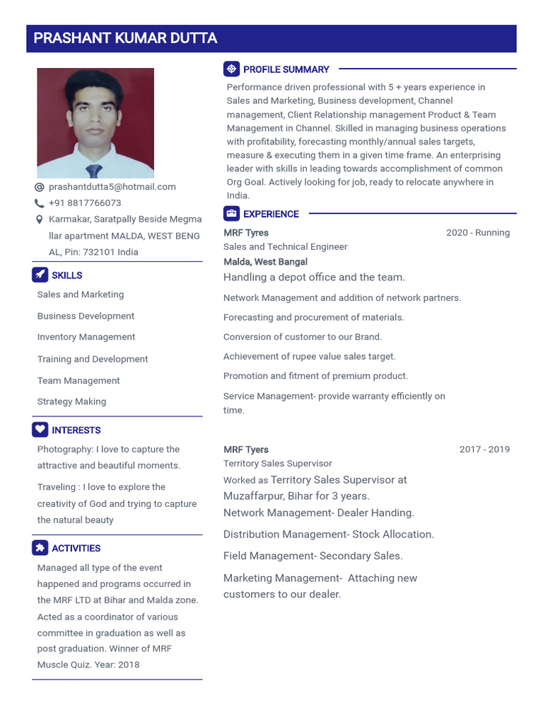 Prashant Dutta: Sales & Marketing Profile | PDF | Marketing | Sales