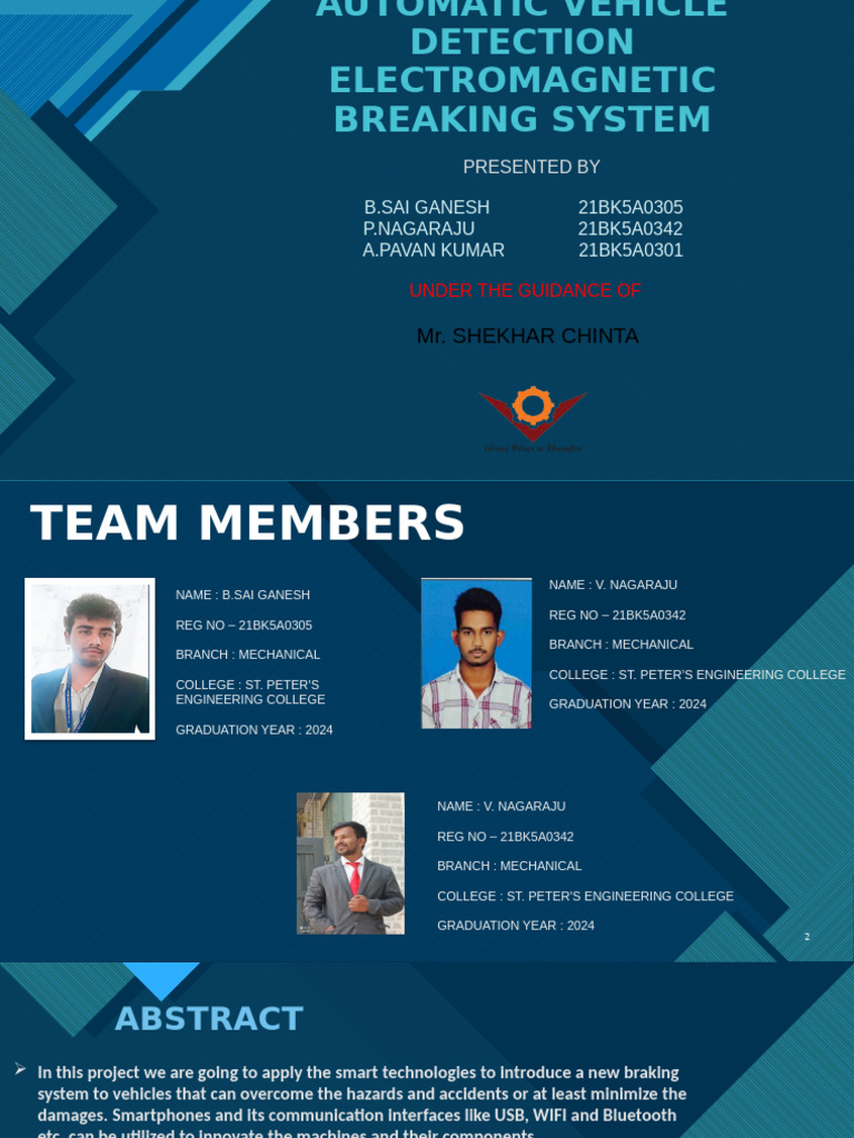 AUTOMATIC VEHICLE DETECTION ELECTROMAGNETIC BREAKING SYSTEM | PDF ...