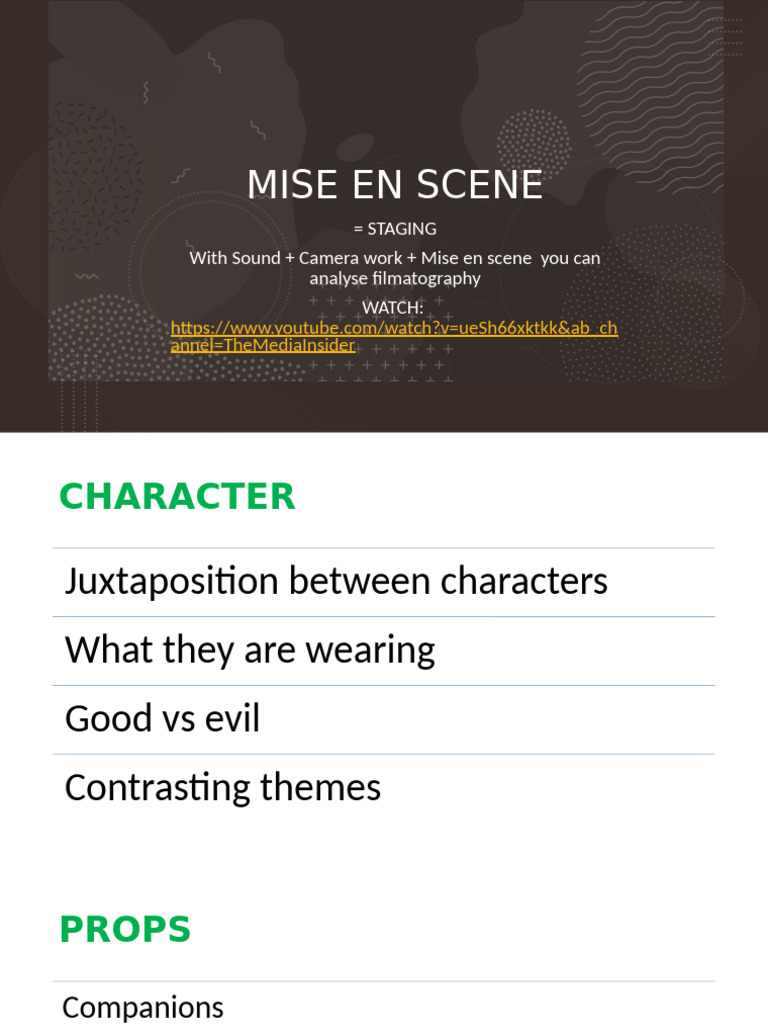 Mise En Scene Task Pdf