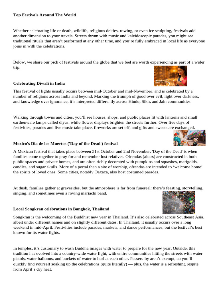 Top Festivals Around The World | PDF | Carnival | Mardi Gras