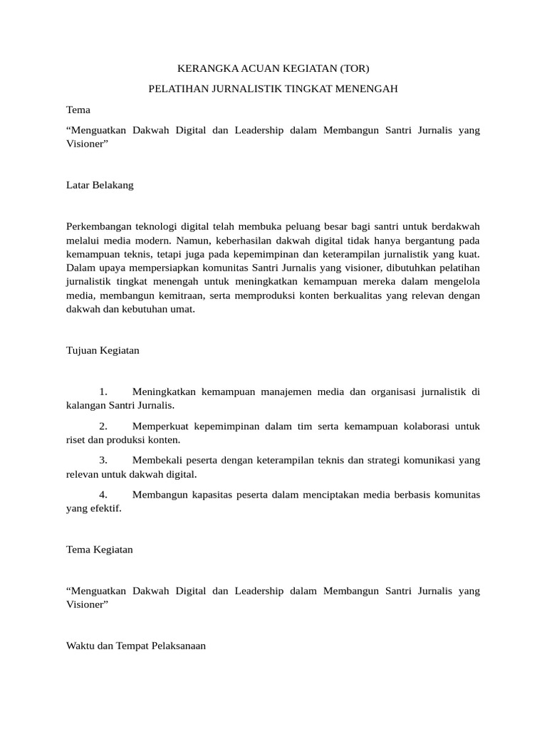 TOR Dan Rundown Acara | PDF