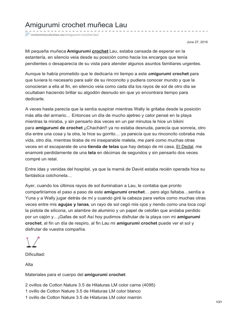 Muñeca Lau | PDF | Amigurumi | Tejer
