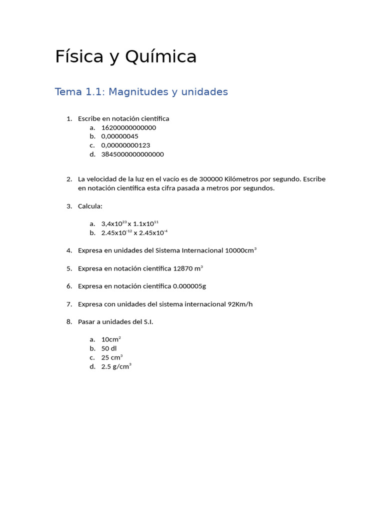 Física y Química - 2 Eso | PDF | Volumen | Densidad
