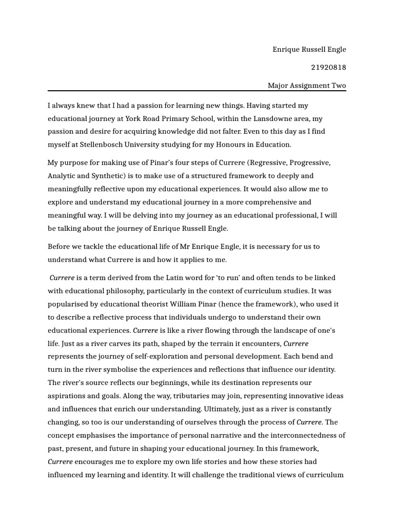 Enrique Russell Engle - 21920818 - Major Assignment Two | PDF | Teachers