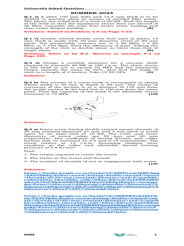 DME (Unsolved Problem) | PDF | Screw | Belt (Mechanical)