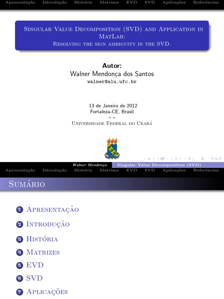 Singular Value Decomposition (SVD) and Application in MatLab | PDF ...