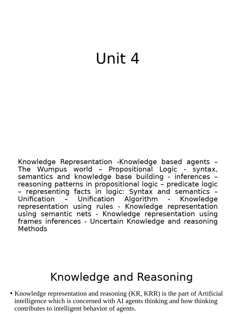 Unit 4 | PDF | Knowledge Representation And Reasoning | Knowledge