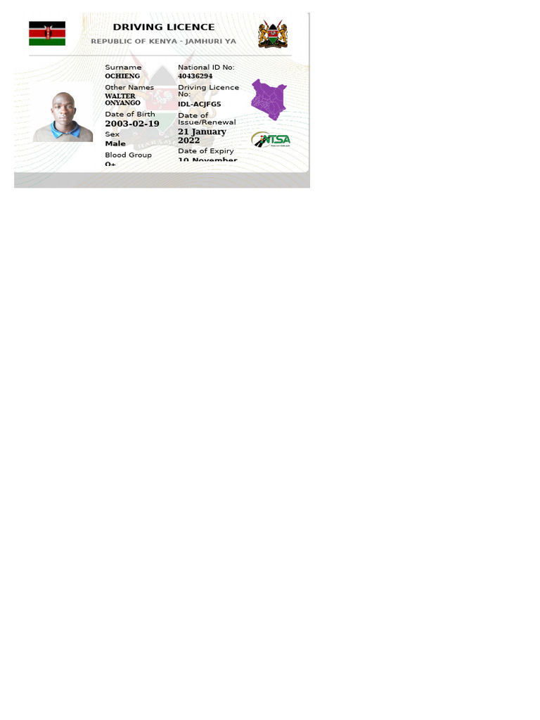 Kenyan Driving Licence Details | PDF