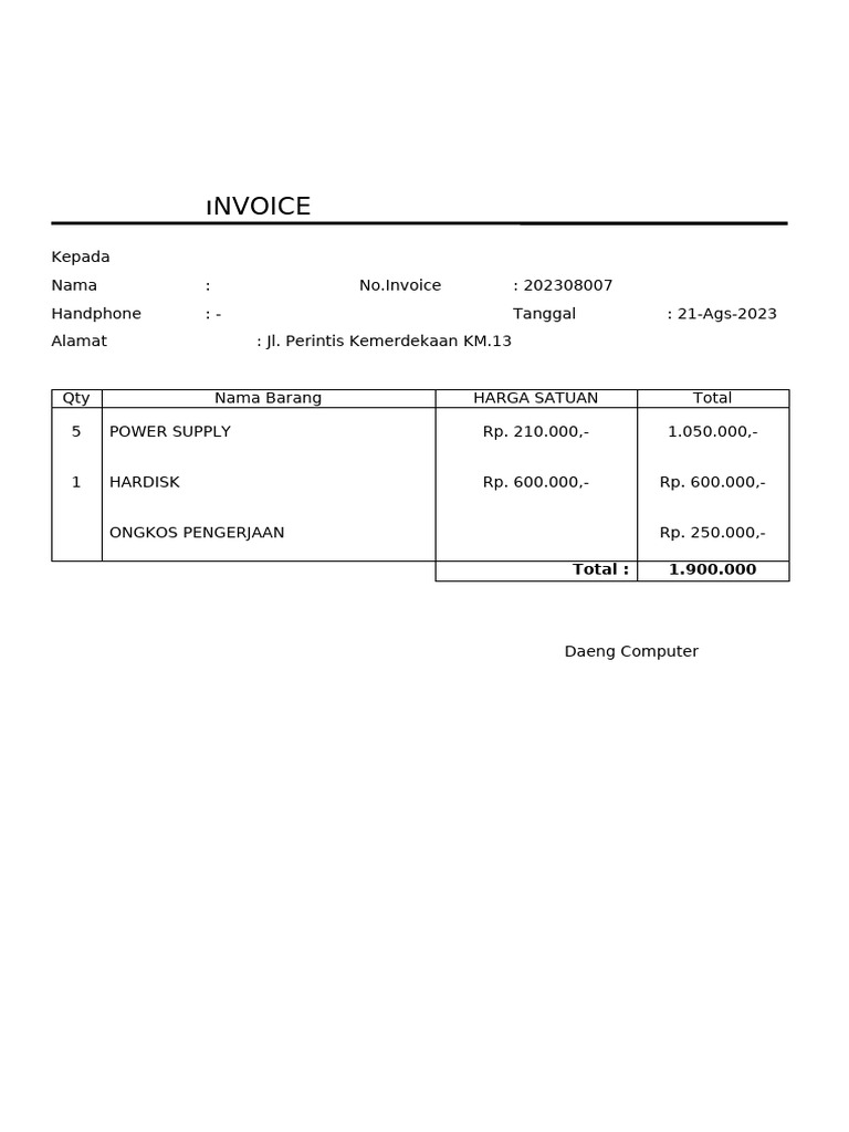 INVOICE Laptop | PDF